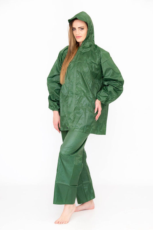 Senzas Two Piece Heavy duty Raincoat Set with Hood Drawstring For Men Women green — Postimages