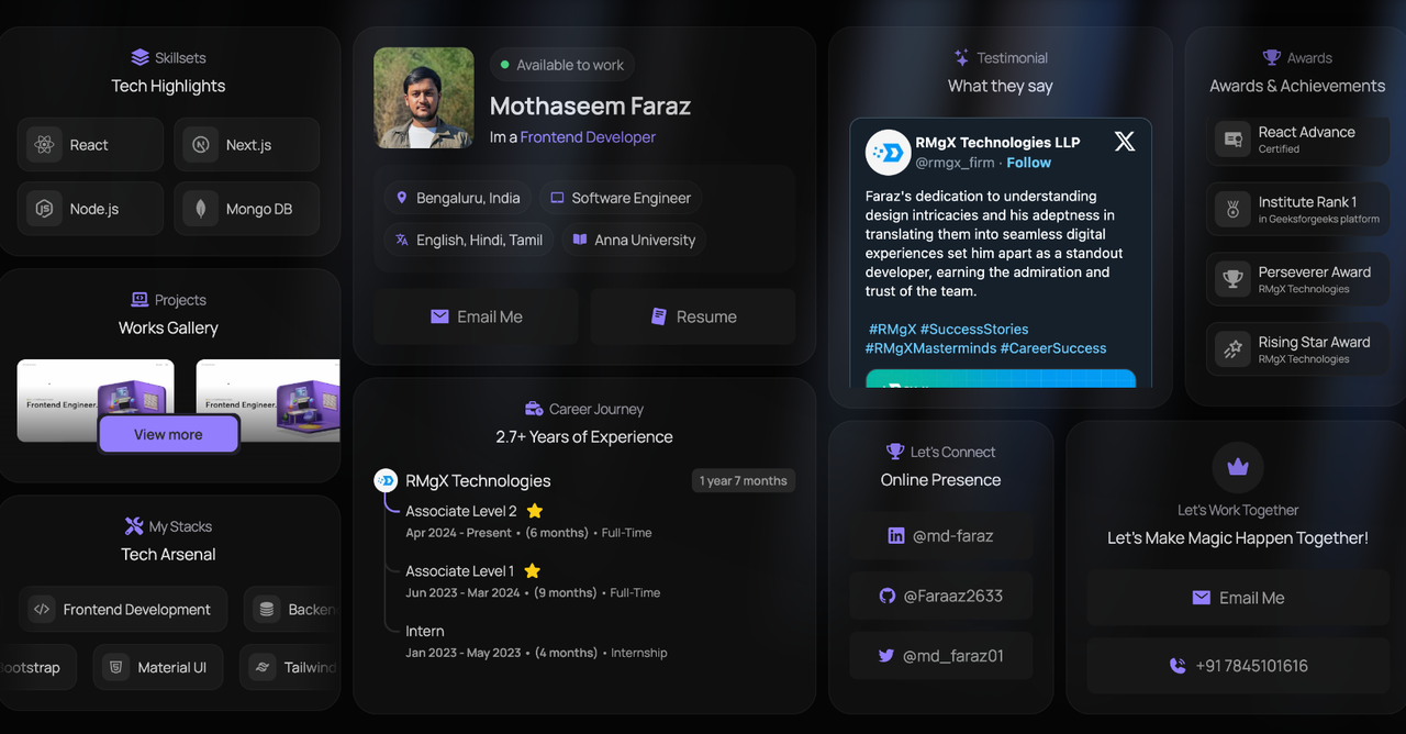 Mohammed Mothaseem Faraz | Frontend Developer | React, Next.js Specialist