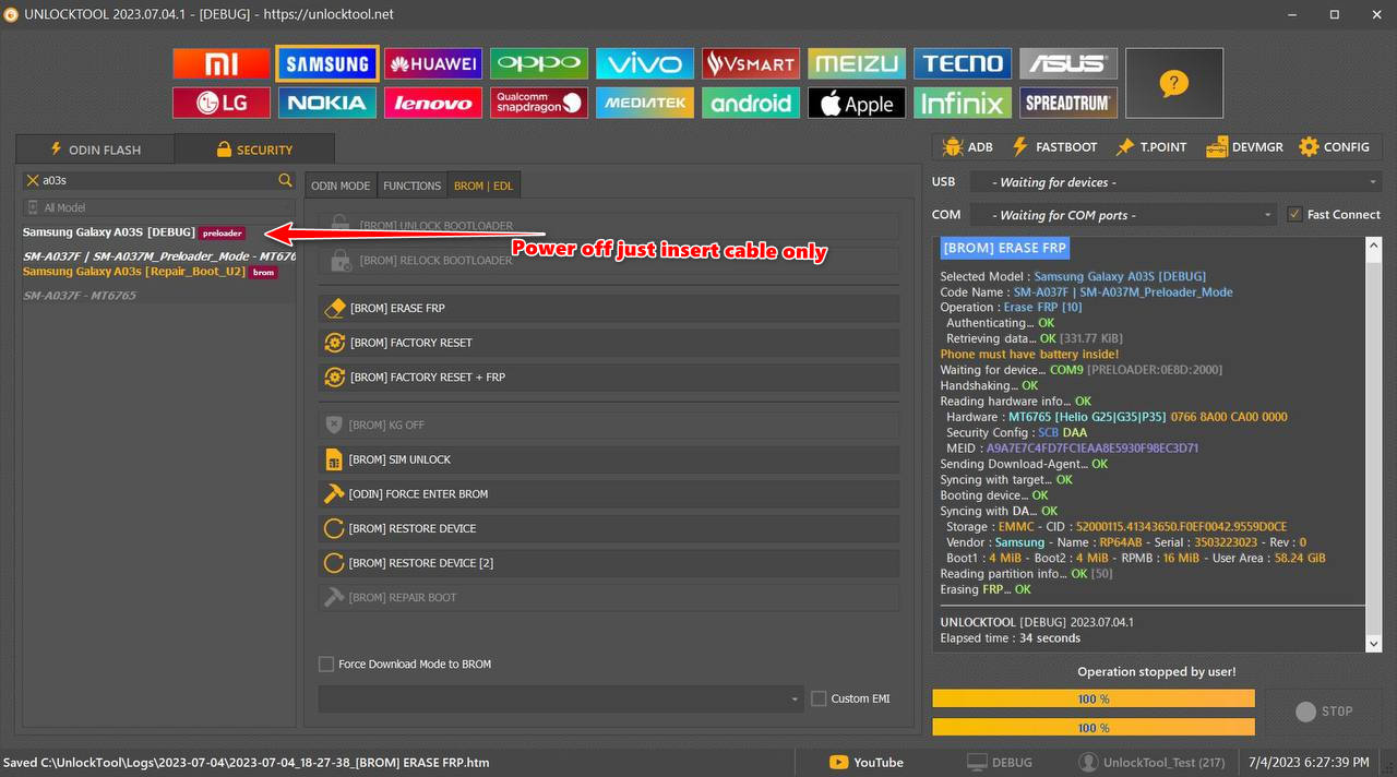 Samsung A03s SM-A037F | SM-A037M Erase FRP in Preloader Mode Done - GSM ...