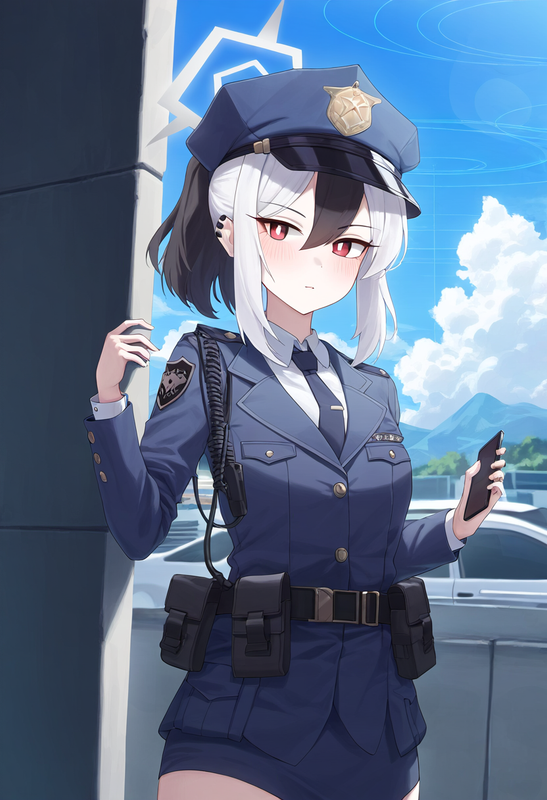 depth of field, 1girl, [kayoko (blue archive)], blue archive, {{{{police uniform s 2767991001 ...