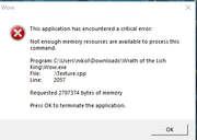 Technical [error] Not enough memory resources
