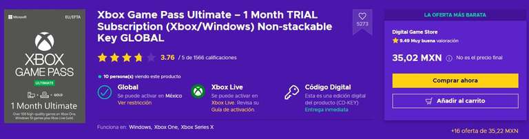 Eneba Xbox Game Pass Ultmate 1 month GLOBAL KEY