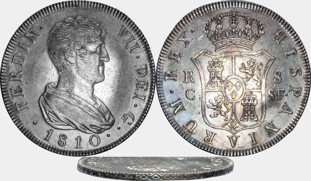8 R Fernando VII 1810 Catalunya SF ag — Postimages