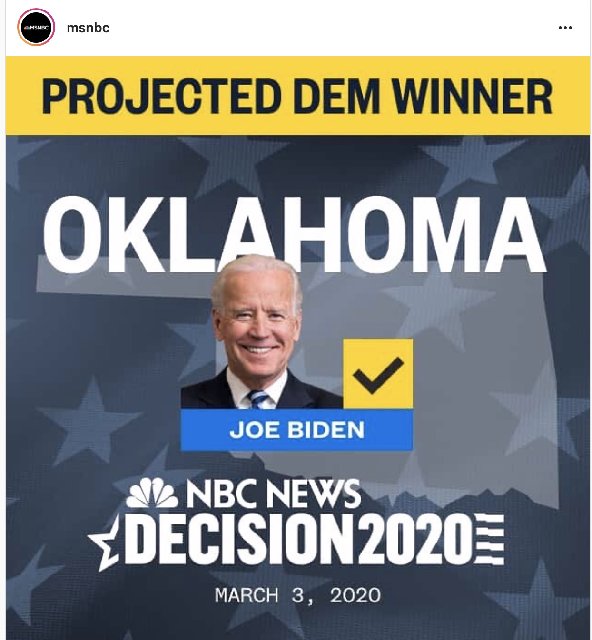 Joe Biden is the projected winner in Oklahoma! - Democratic Underground