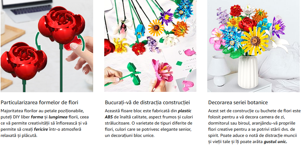 Set de blocuri de constructie buchet, GOSTOCK®, Fara vaza, Obiecte si ...