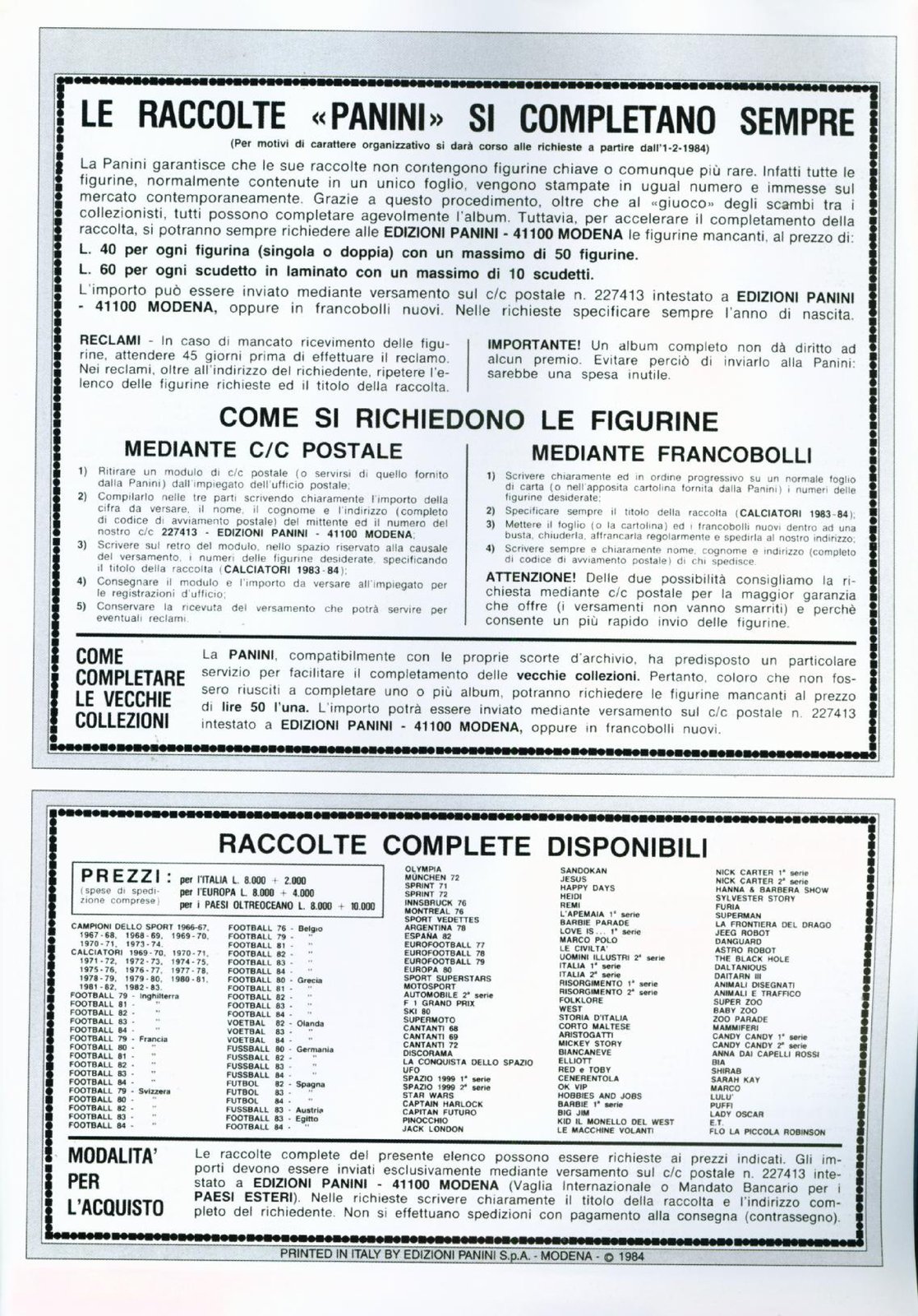 Calciatori 1983 1984 Panini 67 — Postimages