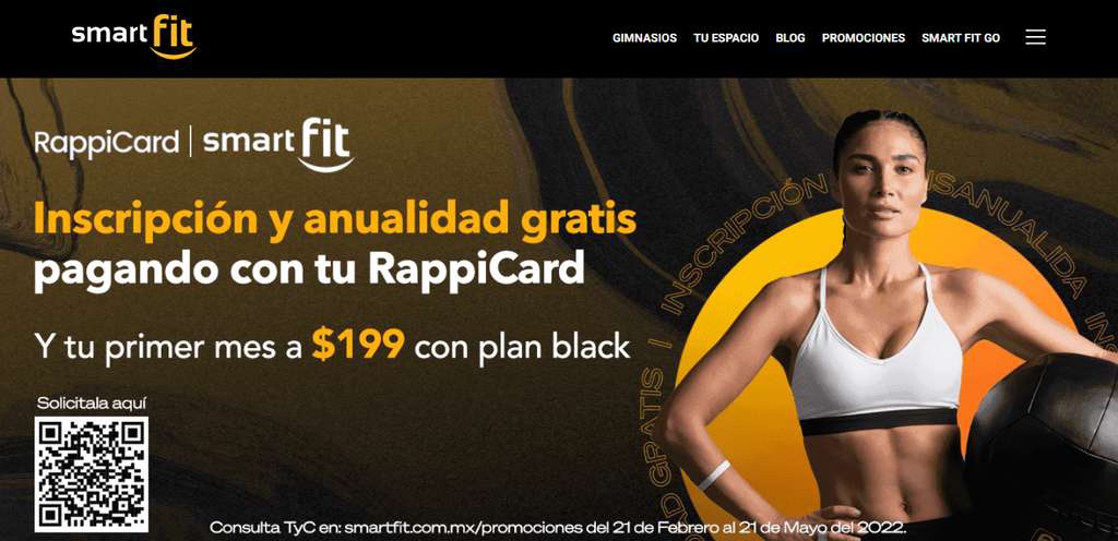 Smartfit Alta y Anualidad Gratis al pagar con Rappicard y primer mes ...