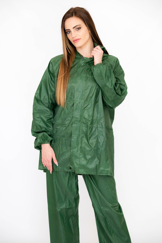Senzas Two Piece Heavy duty Raincoat Set with Hood Drawstring For Men Women green 2 — Postimages