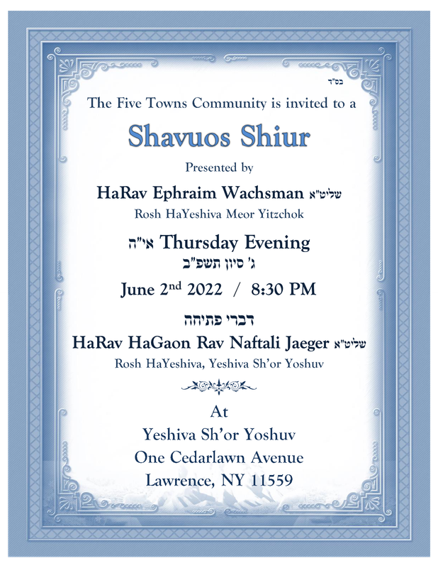 Shavuos Shiur Flyer 2022 — Postimages