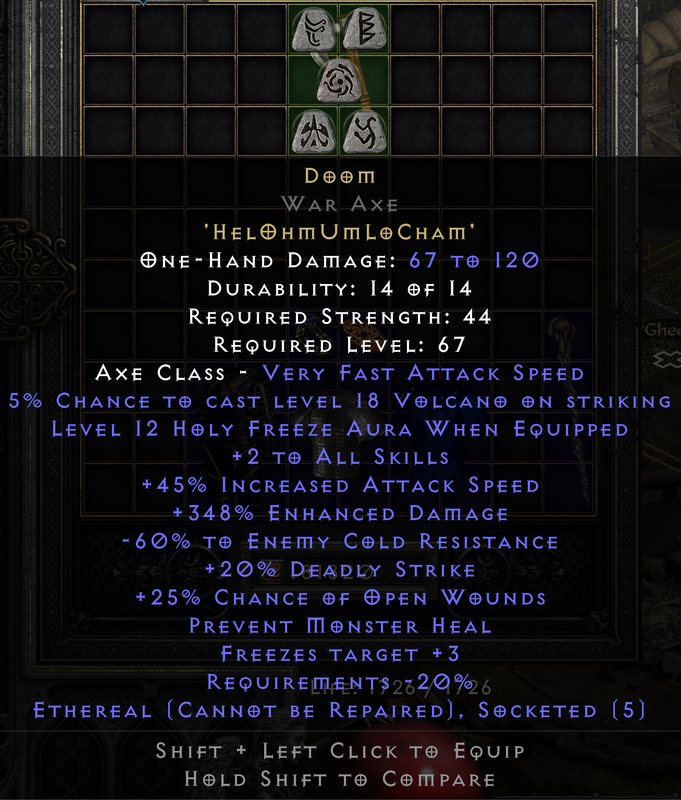 Gg Blizz -60 Eth Doom War Axe - Topic - d2jsp