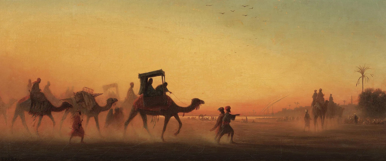 Caravane Au Coucher Du Soleil, Charles Théodore Frère ( French, 1814 – 1888) — Postimages