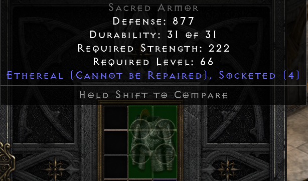 Ft Fortitude Base Eth Sacred Armor 877 Def - Topic - d2jsp