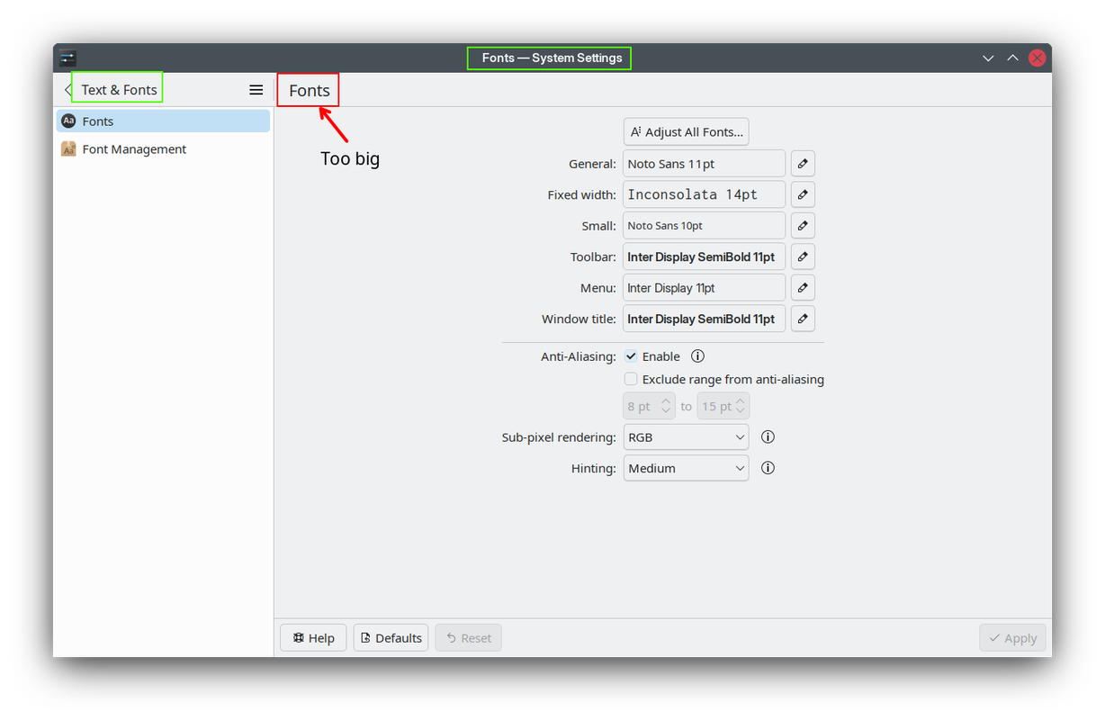 Inconsistent big text size in window titles and Kickoff text label - Help - KDE Discuss
