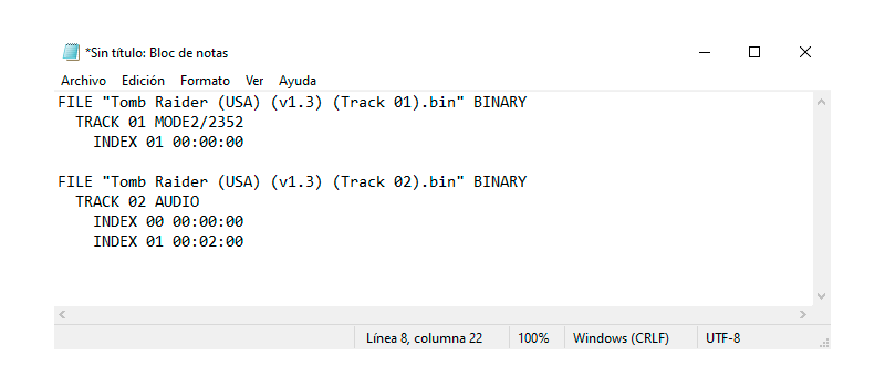 Create cue file for PSX games from multiple audio tracks and convert them into a single bin file ...