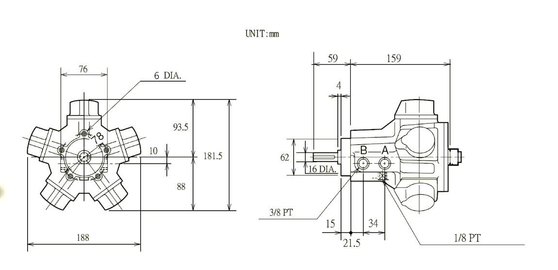 High Torque Air Motor 3000 RPM COSMOSTAR AM0705 1/8HP Radial Three ...