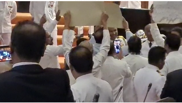 Parliament adjourned as opposition MPs protest demanding LG election