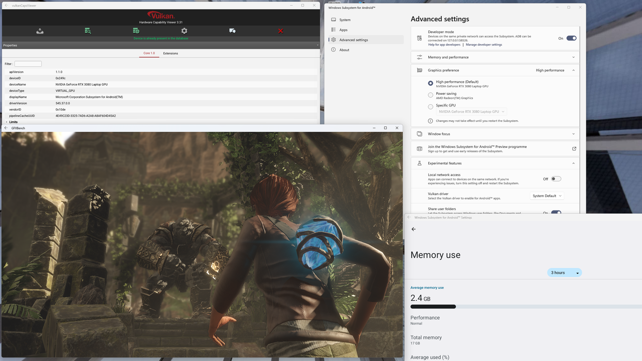 Windows Subsystem for Android 2307.40000.2.0 adds Vulkan support