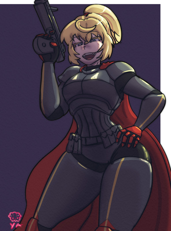 Safebooru - armor belt black armor blonde hair blue eyes cape colored eyelashes commission ...