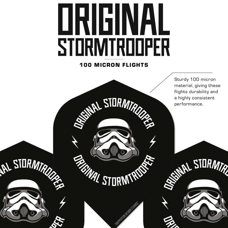 F4153 Original Storm Trooper Dart Flights 100 Micron No2 Std Storm Trooper Logo on Black ...
