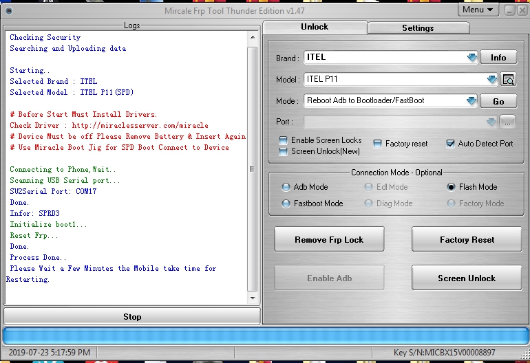 itel P11 FRP lock Remove Done By Miracle FRP Tool 1.47 (Success) - GSM ...