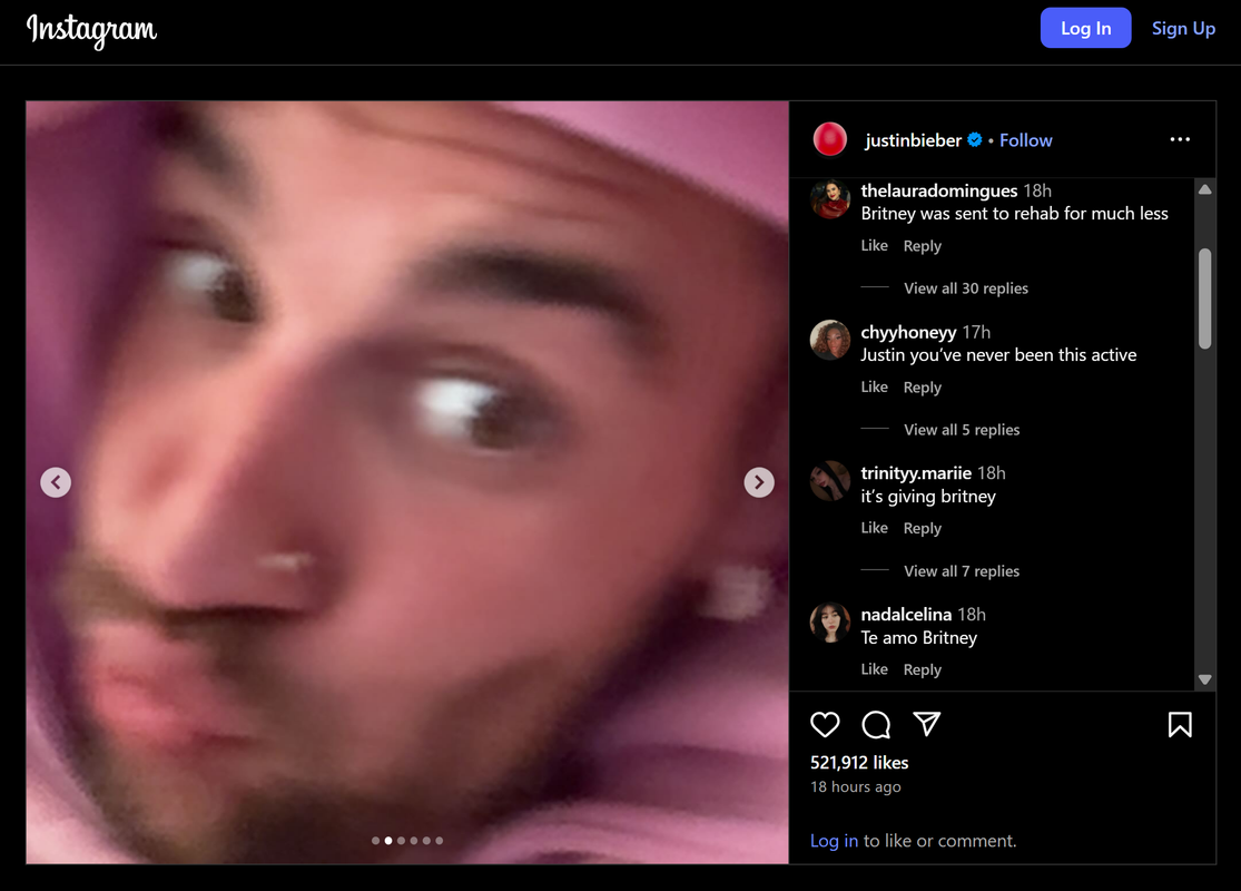 Justin Bieber = New Britney Due To Strange Social Media Posts, Top Instagram Comments - Britney ...