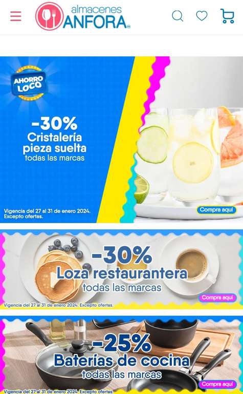 Almacenes Anfora: AHORRO LOCO del 25% al 30 %