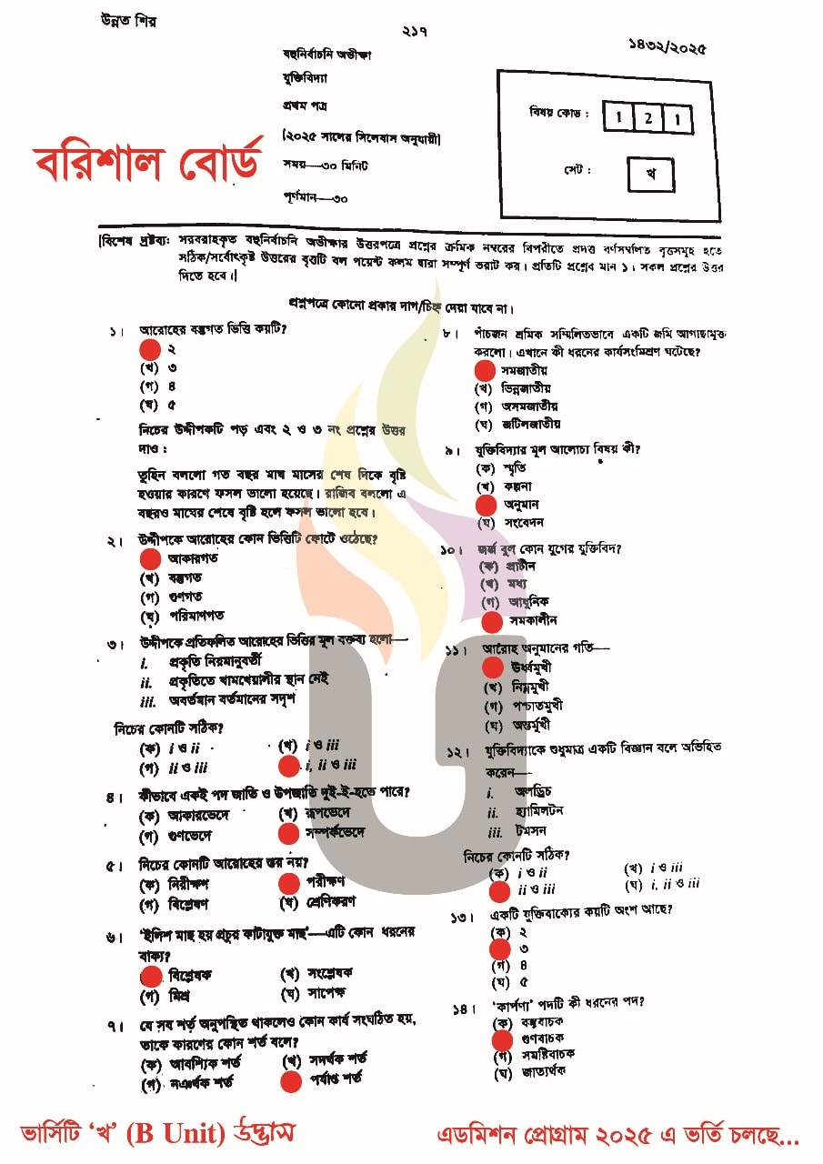 HSC Logic 1st Paper MCQ Questions and Answers 2025 - Jukti Bidda ...