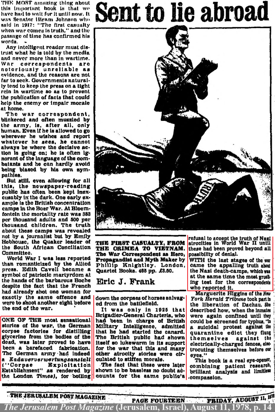 WW1 The Jerusalem Post Magazine August 1978 Corpse Factory Story The ...