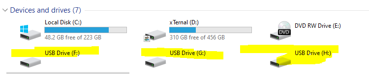 Can't create a bootable USB drive. Windows keeps creating multiple blank drives/partitions from ...