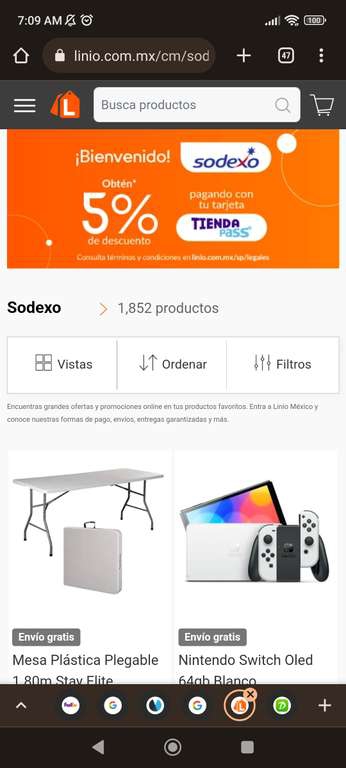 Vales tarjeta Sodexo en Linio con 5% de descuento adicional (compra mn ...