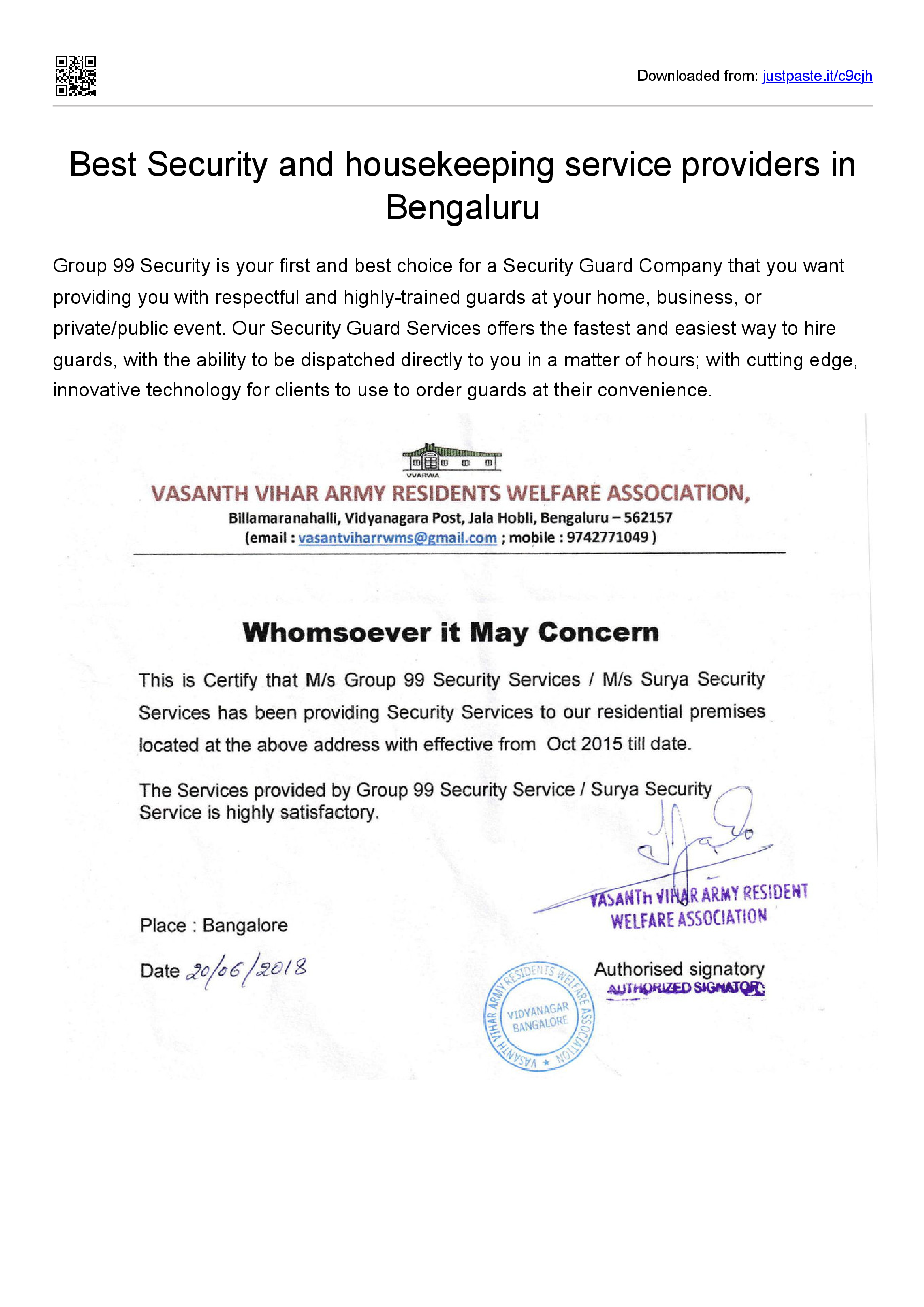 Best Security and housekeeping service providers in Bengaluru — Postimages