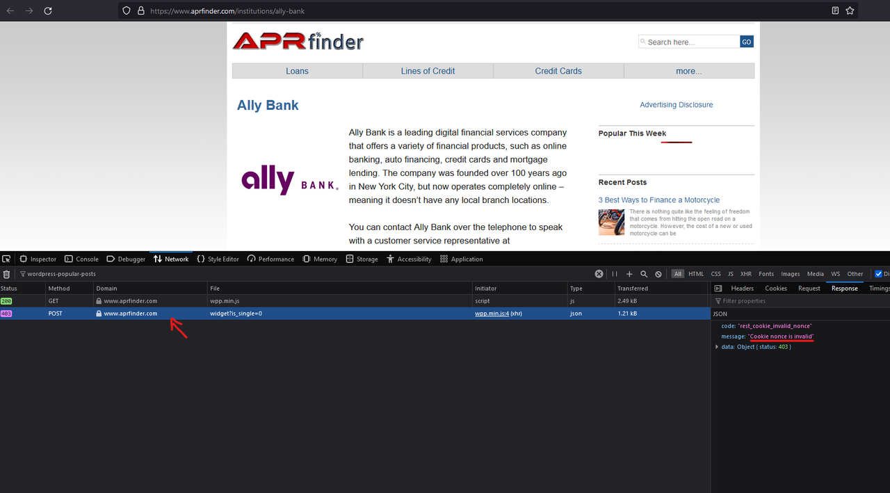 Failed to load resource status 403: /wp-json… | WordPress.org