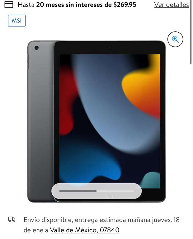 Walmart: iPad Apple 9na Generación 64 GB a 12 MSI con BBVA