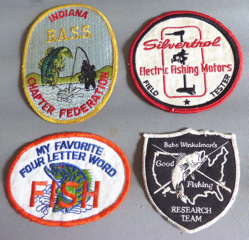 4 vintage fishing patches for sale