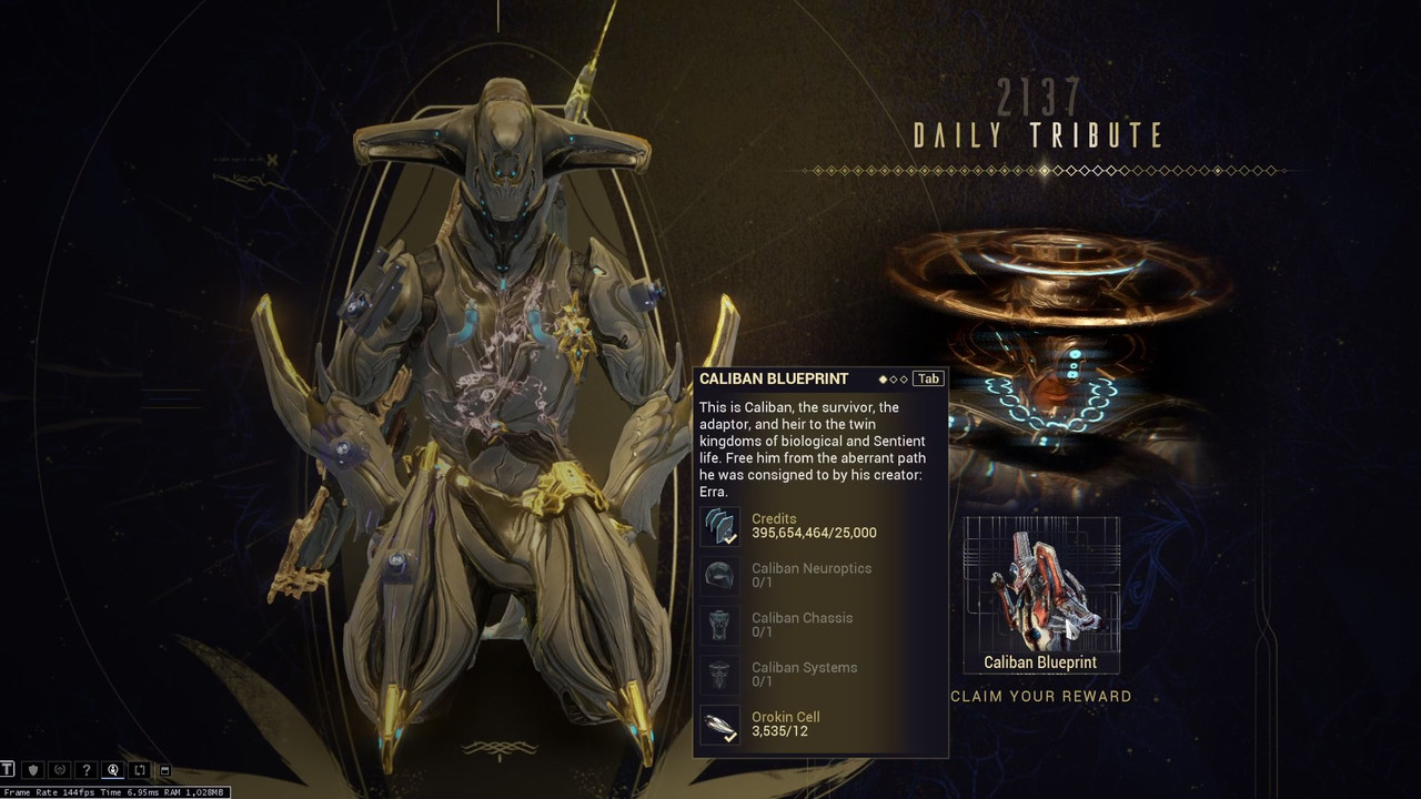 Why did the game just give me a Caliban BP on login? - General ...