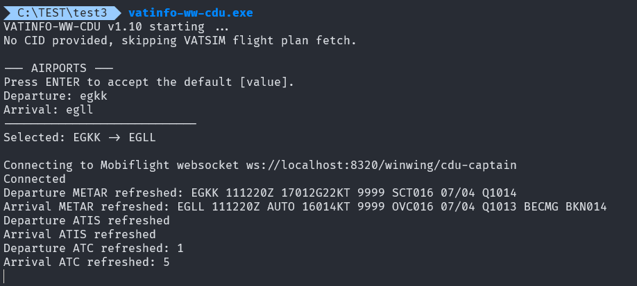 VATSIM METAR & ATIS information on WINWING/WINCTRL PFP3N - Microsoft ...