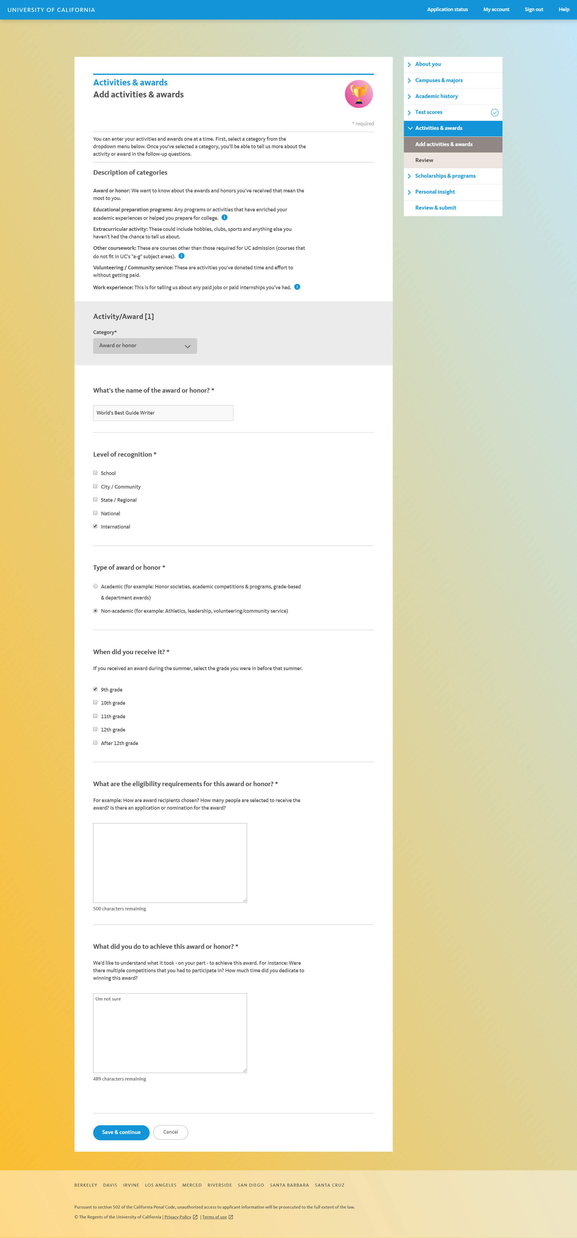 Guide to the new University of California application system : r ...