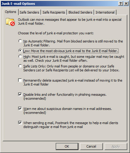 What are the best junk mail settings in Outlook? - Web Browsing/Email ...