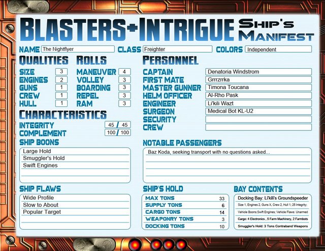 Blasters + Intrigue: Ship Manifests - Basic Action Games | Honor ...