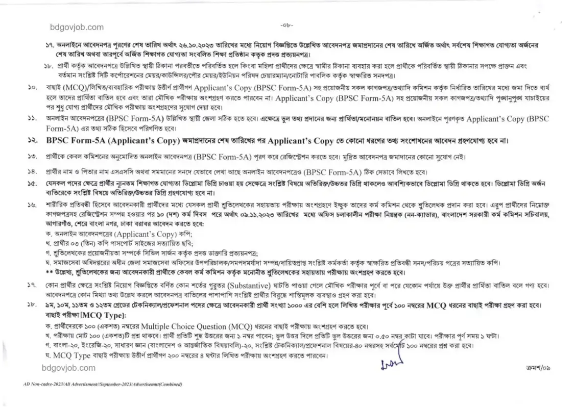 BPSC Non Cadre Job Circular 2024 - bpsc.teletalk.com.bd Apply | BD Govt Job