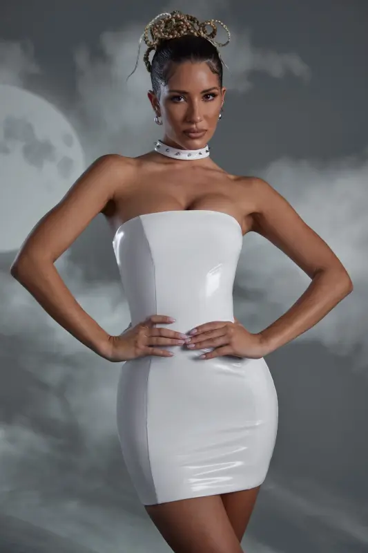 6343 4 White Studded Strap Back Detail Mini Dress 2000x — Postimages