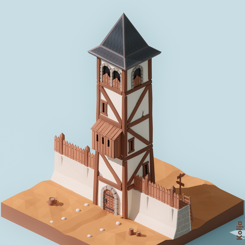 Half-Timbered Tower : r/isometric