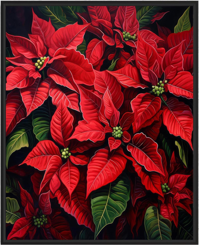 Poinsettias In Bloom Christmas Poster Art Print Holiday Decorations and ...
