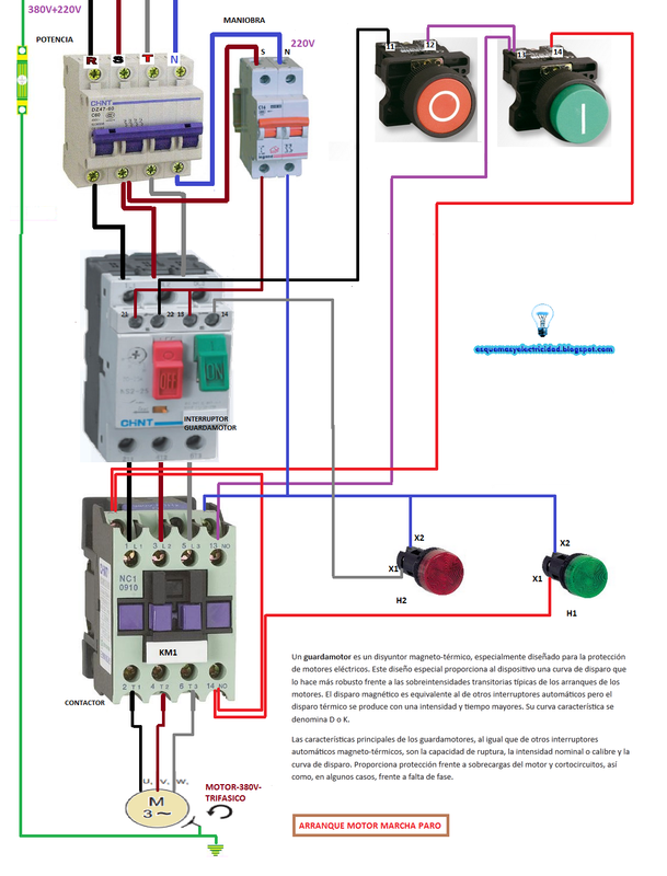 arranque motor marcha y paro con guardamotor — Postimages