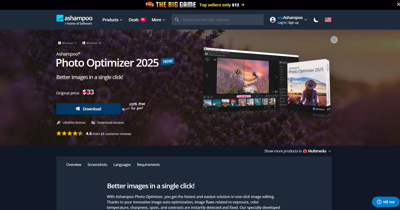 Nhận miễn phí Ashampoo Photo Optimizer 2025 – Chia sẻ phần mềm