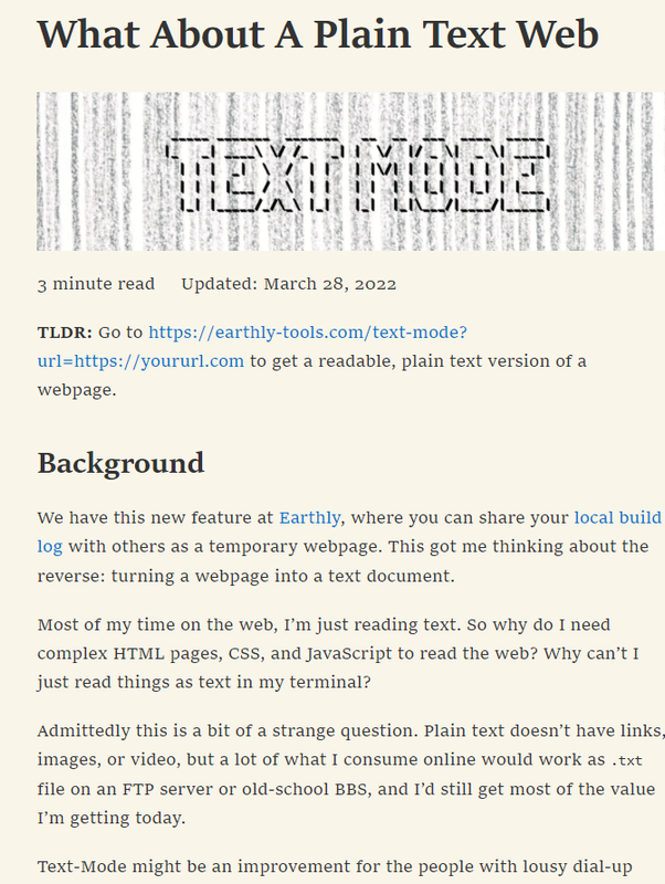 Text Mode – View the web in Content-Type=text/plain : r/programming
