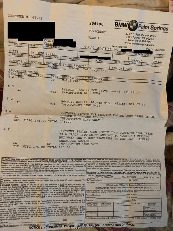 CALL LOGS: BMW of Palm Springs Stealership! LAWYER AND SUE? PHOTOS