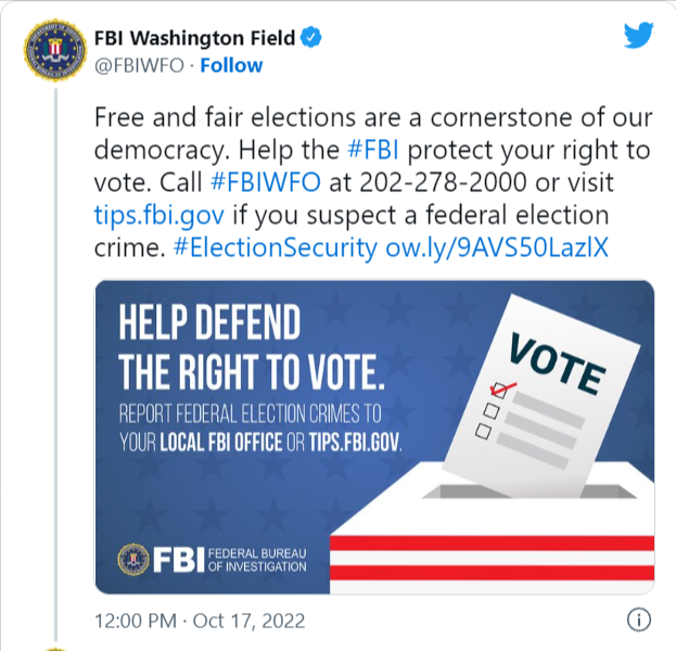 FBI Urges: Get Involved in Reporting Election Irregularities... Goes As ... FBI Urges: Get Involved in Reporting Election Irregularities... Goes As ...