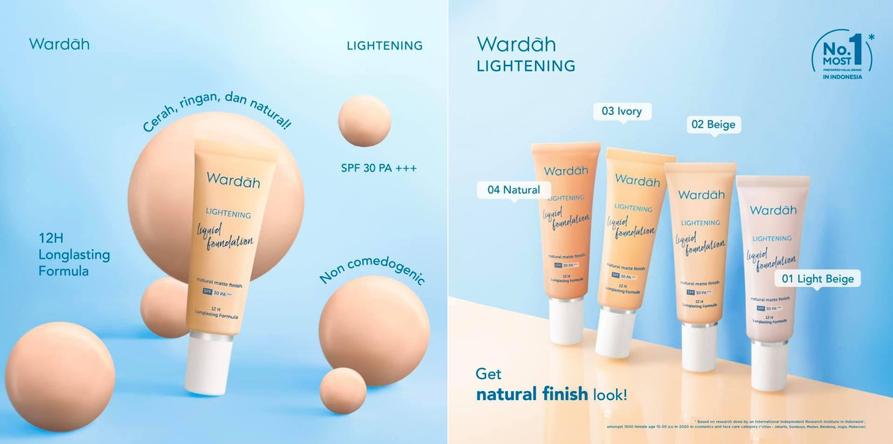 Jual Wardah Lightening Liquid Foundation Alas Bedak dengan Hasil Matte ...