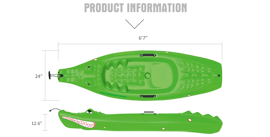 SIT ON TOP CHILDS GREEN CROCODILE KAYAK SF-1011 kids junior childrens